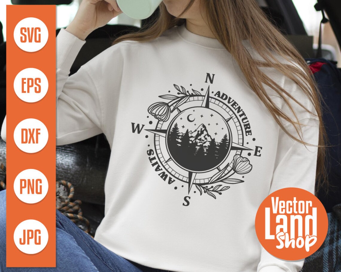 Compass SVG Mountain Svg Nature Svg Adventure Svg Travel - Etsy