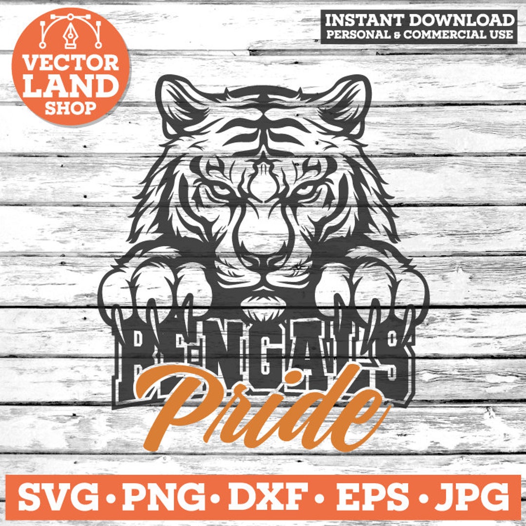 Bengals Svg, Bengal Svg, Mascot Svg, School Spirit, High School, Vector ...