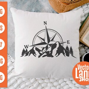 Compass SVG Mountain Scene Svg Forest Svg Adventure Svg - Etsy