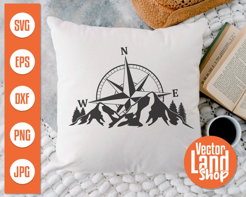 Compass SVG Mountain Scene Svg Forest Svg Adventure Svg - Etsy