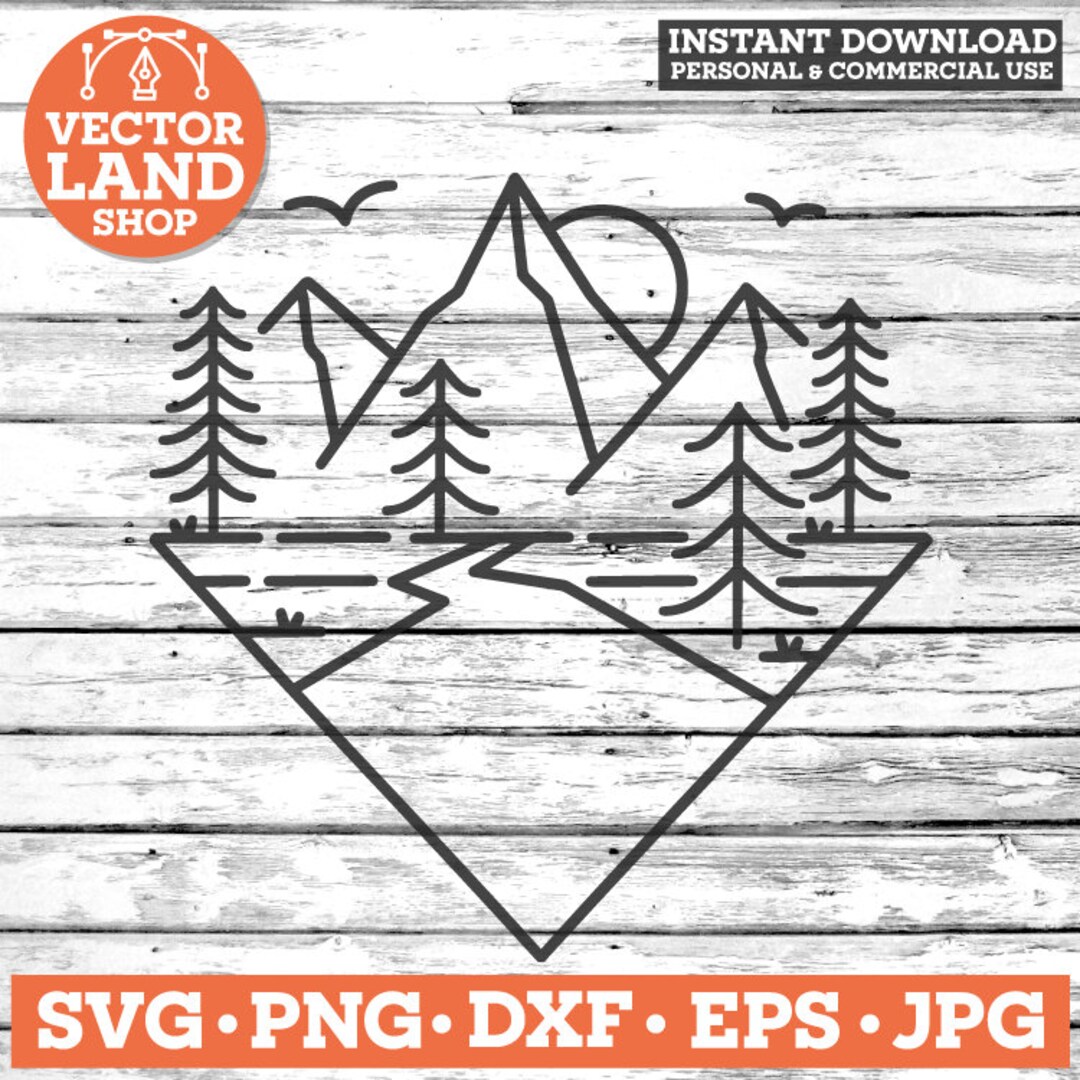 Mountain Scene Svg, Forest Svg, Adventure Svg, Outdoor Svg, Line Art ...