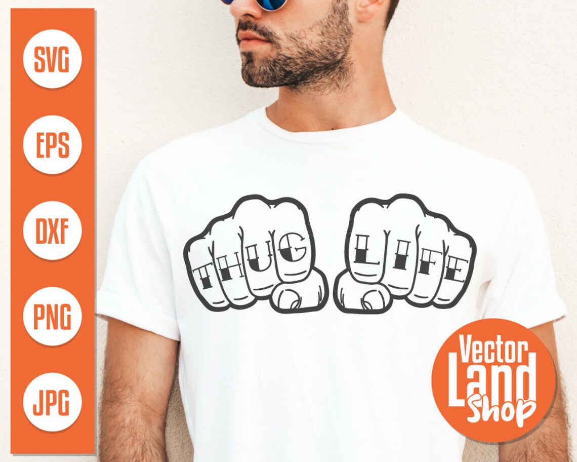 Thug Life Svg Tattooed Fist Svg Tattoo Svg Yob Knuckles - Etsy