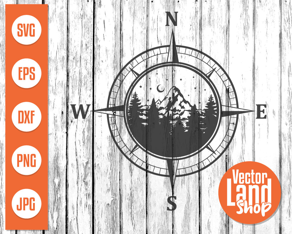 Compass SVG Mountain Scene Svg Forest Svg Adventure Svg - Etsy