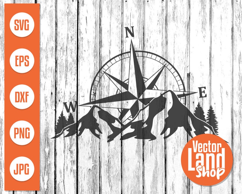 Compass SVG Mountain Scene Svg Forest Svg Adventure Svg - Etsy