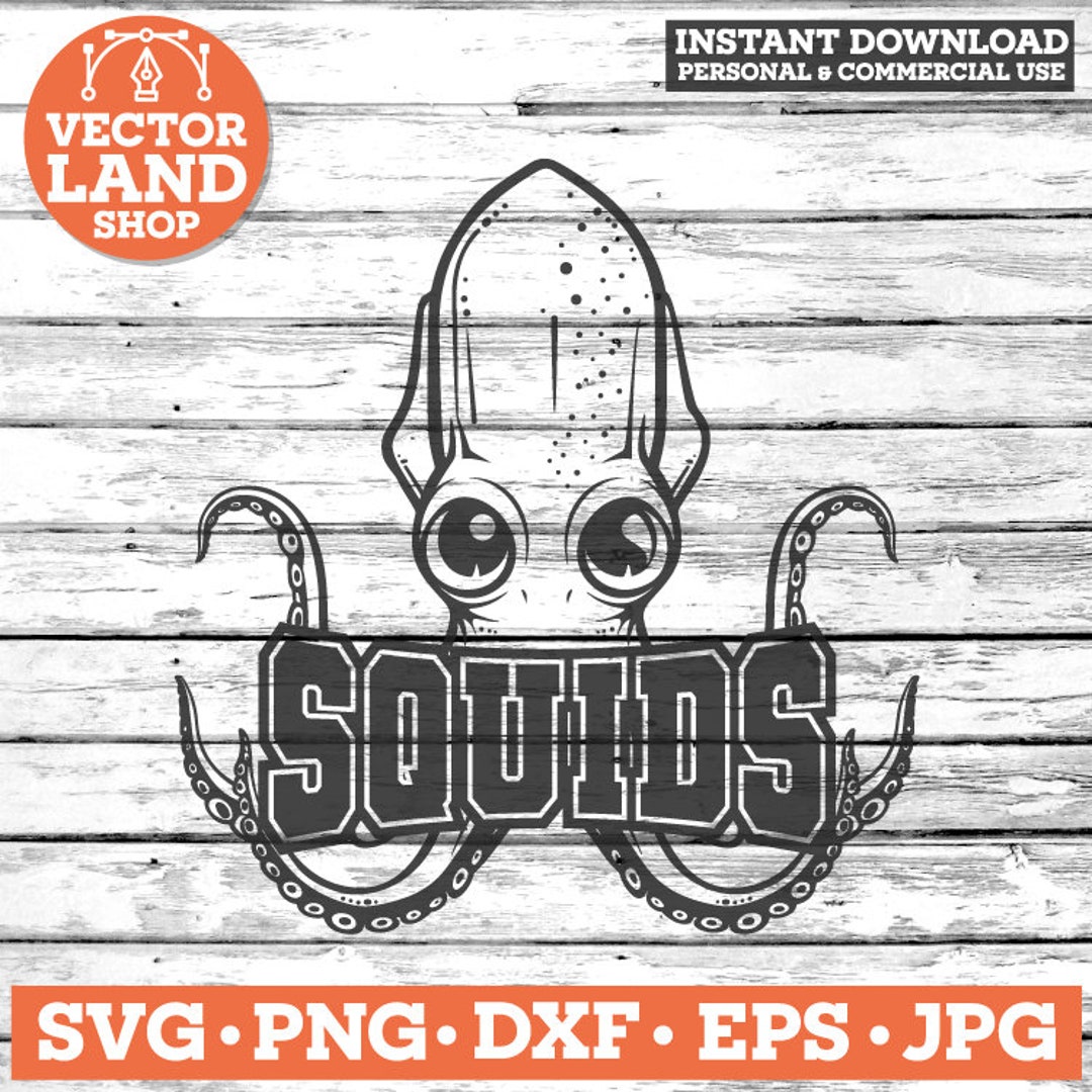 Squids Svg, Squid Svg, Squids Png, School Mascot, Squids Mascot, Team Spirit SVG, Vector Logo ...