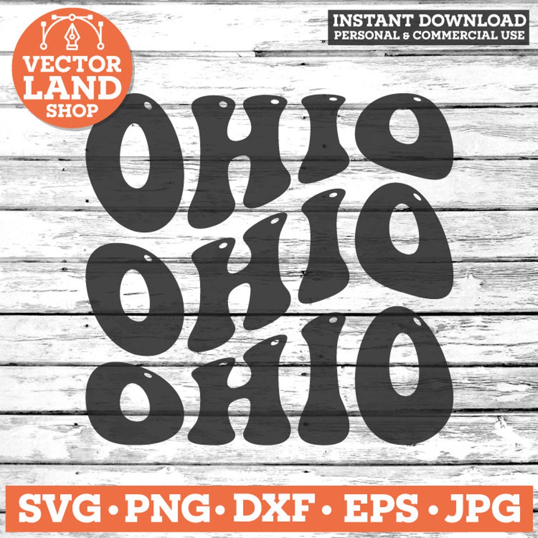 Wavy Ohio, Ohio Svg, Retro Ohio, Ohio Clipart, Cleveland Svg, Boho ...