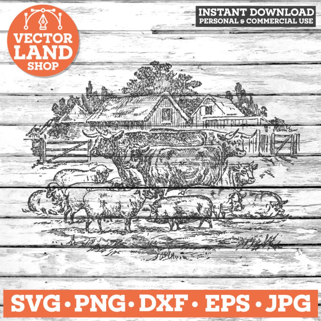 Farm Animals Svg, Farmhouse Svg, Cottage Svg, Farm Scene Svg, Animal ...