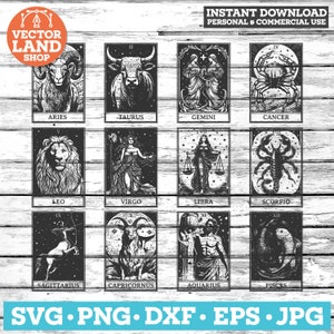 BUNDLE Zodiac Svg, Star Sign Png, Horoscope Svg, Zodiac Cards Svg ...