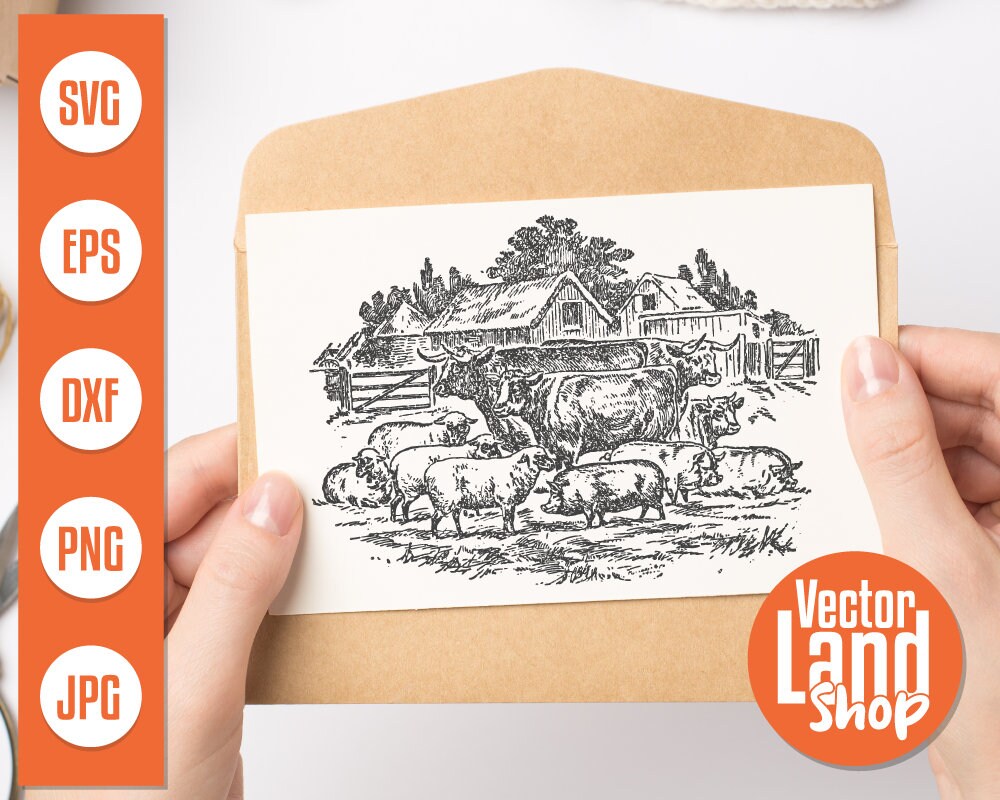 Farm Animals Svg Farmhouse Svg Cottage Svg Farm Scene Svg - Etsy
