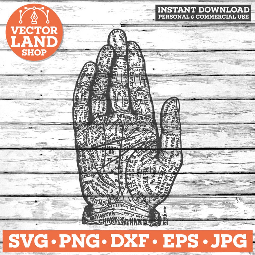 Chart of the Hand SVG, Palmistry Svg, Mysticism Svg, Reflexology Svg ...