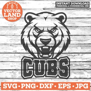 Cub Svg, Cubs Svg, Cubs Png, School Mascot, Cub Clipart, Bear Vector ...