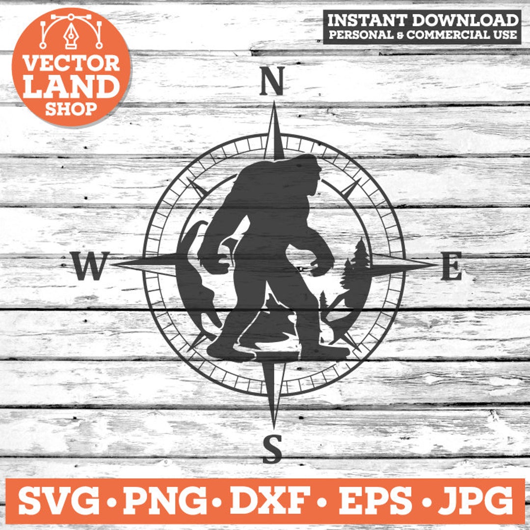 Bigfoot Svg, Big Foot Svg, Bigfoot Compass Svg, Yeti Svg, Sasquatch Svg ...