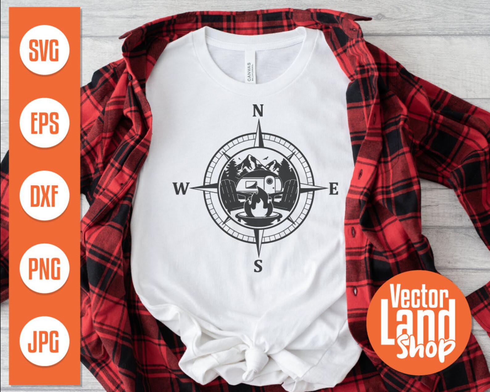 Compass SVG Camping Svg Mountain Scene Svg Forest Camp Svg - Etsy