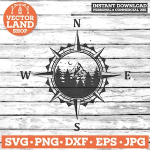 Compass SVG, Mountain Scene Svg, Forest Svg, Adventure Svg, Travel Svg ...
