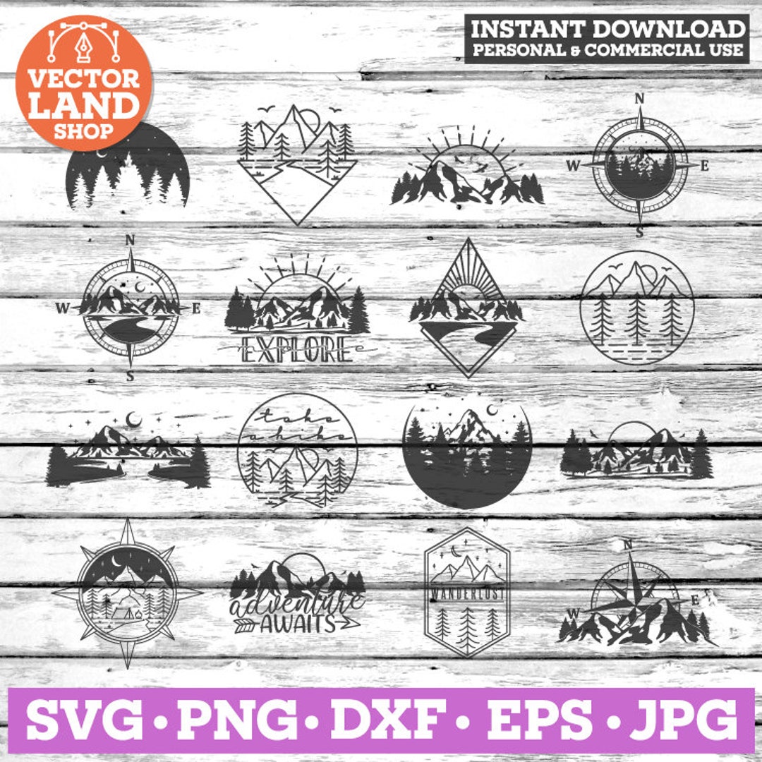 BUNDLE Mountain SVG, Outdoor Svg, Forest Svg, Adventure Svg, Travel Svg ...
