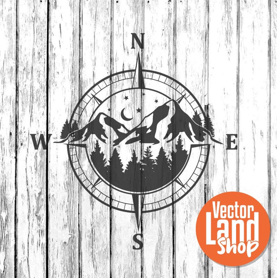 Compass SVG Mountain Scene Svg Forest Svg Adventure Svg - Etsy