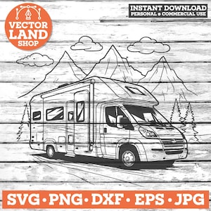 Motorhome Svg, Caravan Svg, Camping SVG, Mountain Scene, Wohnmobil Svg ...