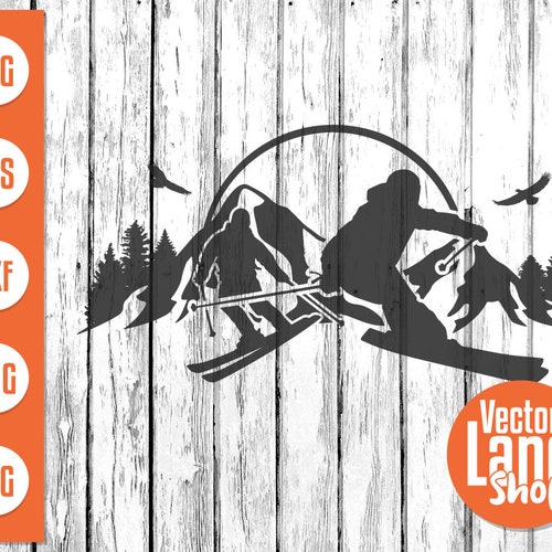 Snow Ski Skiing Skier Mountain Landscape Forest - Etsy