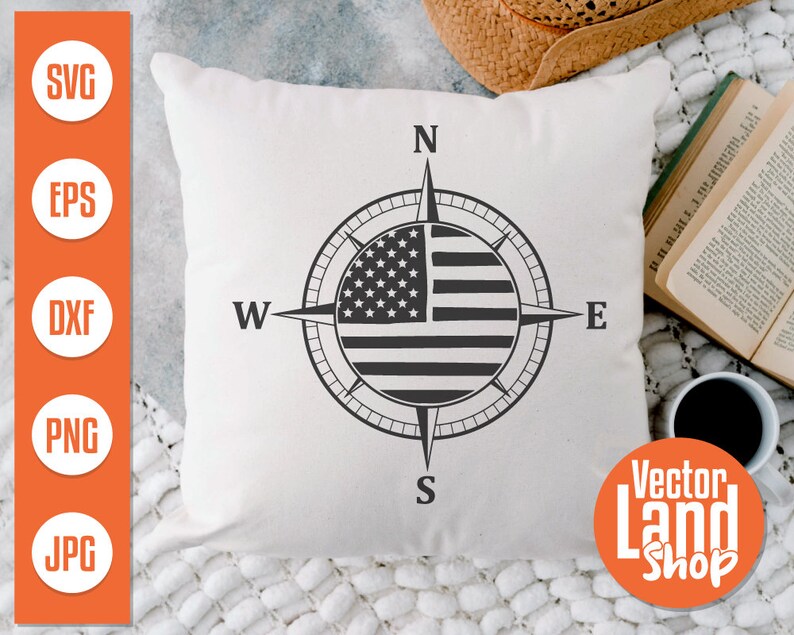 Compass SVG American Flag Svg United States Svg Adventure | Etsy