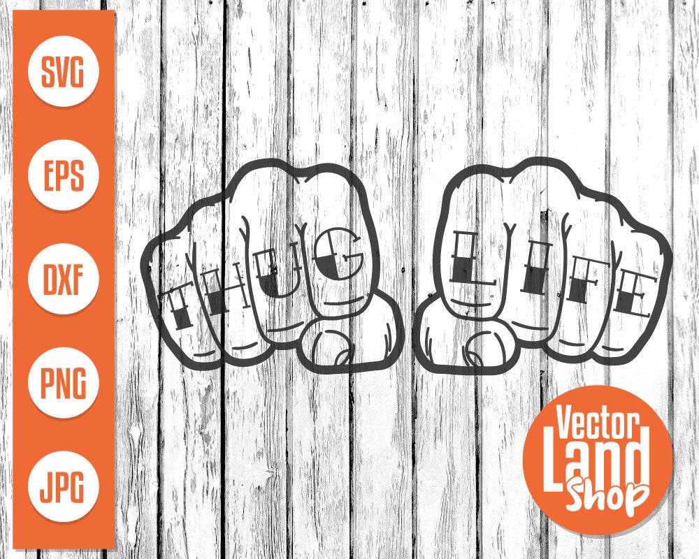 Thug Life Svg Tattooed Fist Svg Tattoo Svg Yob Knuckles - Etsy