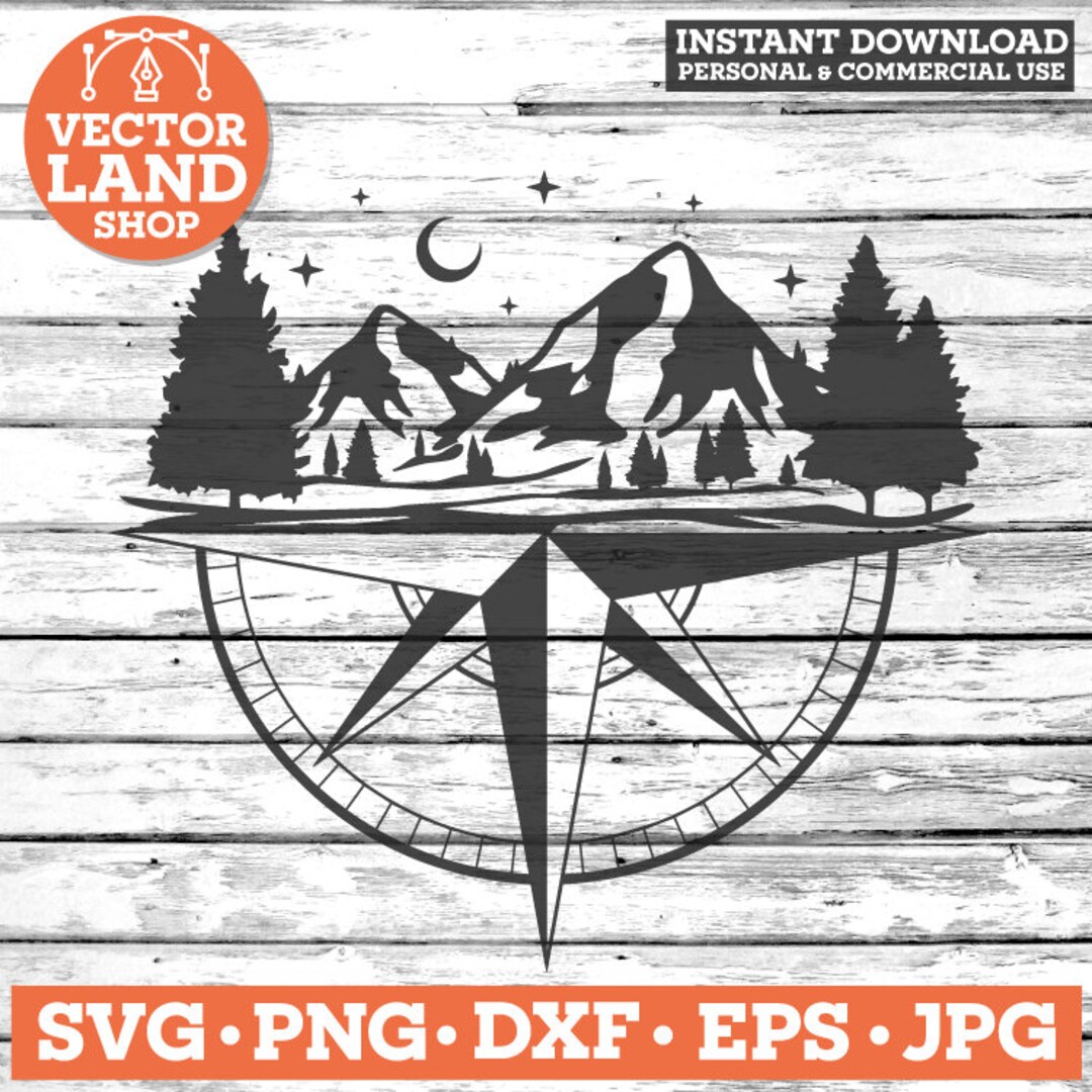Compass SVG, Mountain Svg, Forest Svg, Adventure Svg, Travel Svg ...