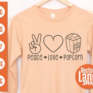 Peace Love Popcorn Svg Popcorn Svg Peace Sign Svg Peace - Etsy