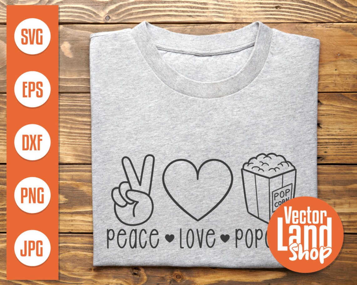 Peace Love Popcorn Svg Popcorn Svg Peace Sign Svg Peace - Etsy