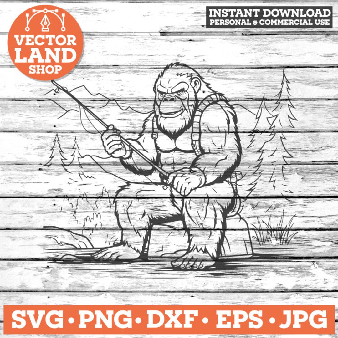 Bigfoot Fishing Svg, Funny Bigfoot Svg, Big Foot Svg, Yeti Svg ...