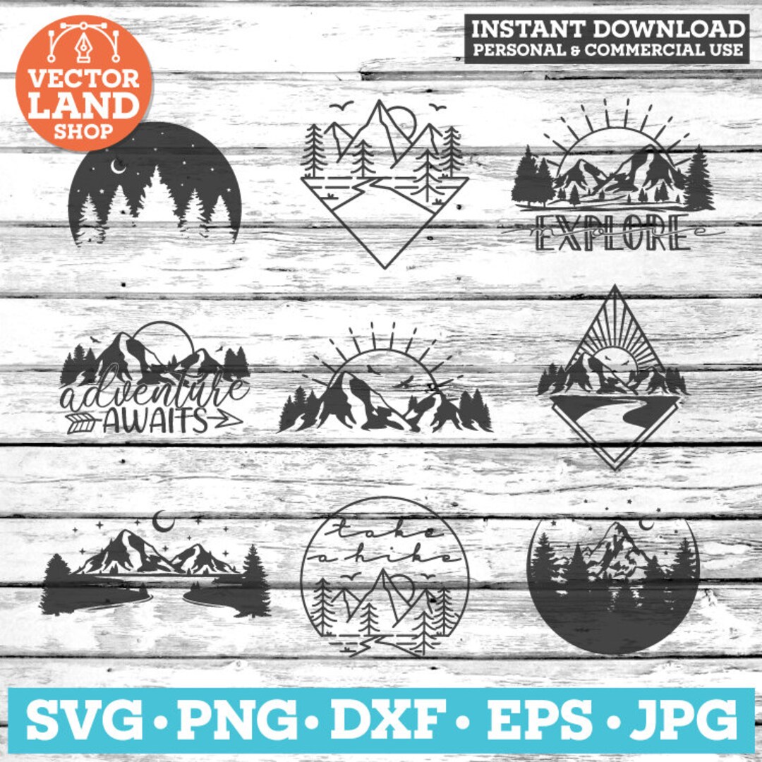 BUNDLE Mountain SVG, Outdoor Svg, Forest Svg, Adventure Svg, Travel Svg ...