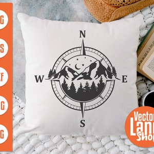 Compass SVG Mountain Scene Svg Forest Svg Adventure Svg - Etsy