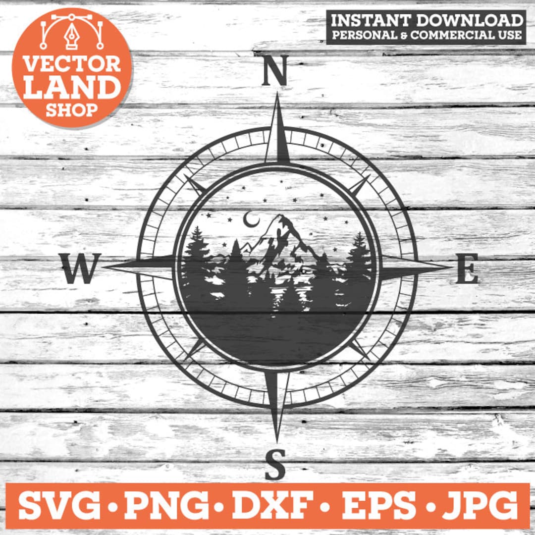 Compass SVG, Mountain Scene Svg, Forest Svg, Adventure Svg, Travel Svg ...