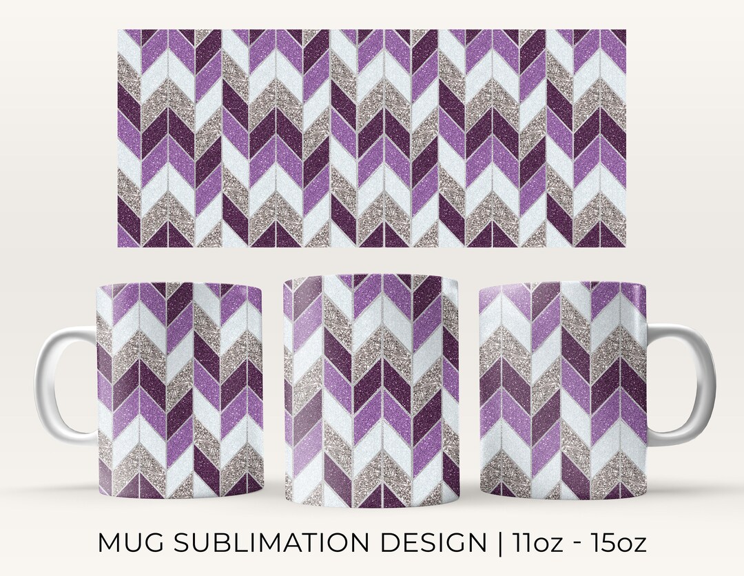 Chevron Tangram Mug Template 11 Oz & 15 Oz Coffee Mug Sublimation ...