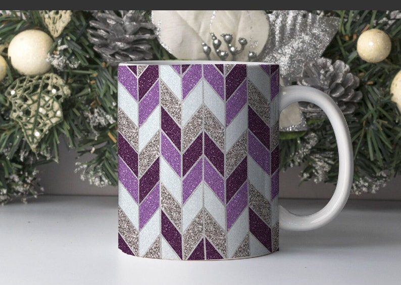 Chevron Tangram Mug Template 11 Oz & 15 Oz Coffee Mug Sublimation ...