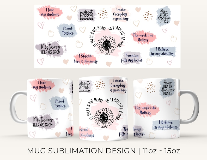 11oz 15oz TEACHER Affirmation Mug Sublimation Design PNG File • Teacher ...