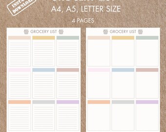 Grocery List Printable Template, Grocery Planner, Food Shopping List ...