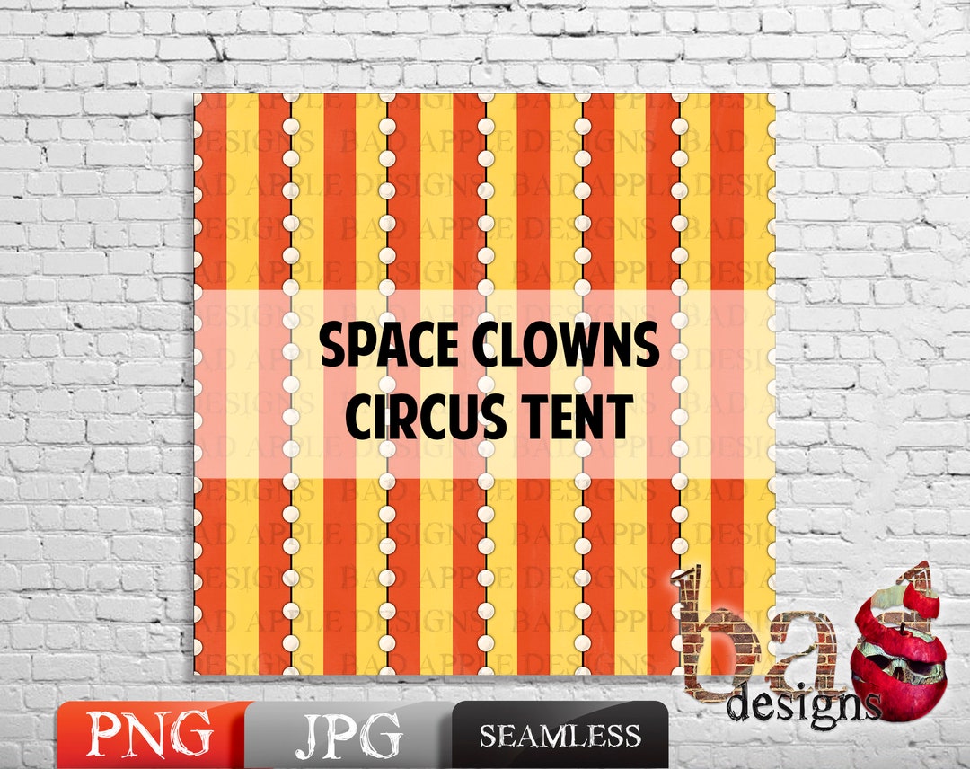 Space Clowns Circus Tent, Seamless Design, JPG, PNG, Horror, Halloween ...
