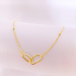 Gold Interlocking Paperclip Necklace, Dainty Interlocked Paperclip ...