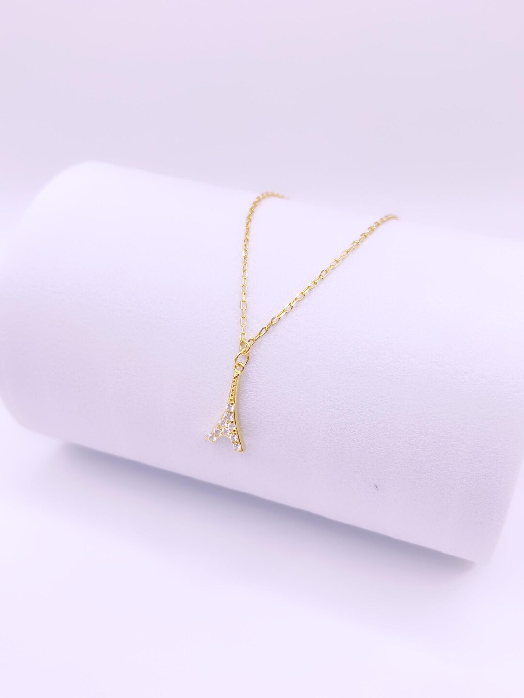 18K Gold Eiffel Tower Necklace, Dainty Eiffel Tower Pendant Necklace ...