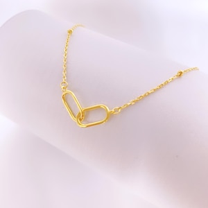 Gold Interlocking Paperclip Necklace, Dainty Interlocked Paperclip ...