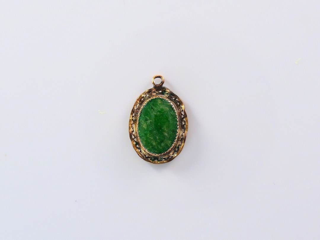Jade and Gold Filled Intricate Design Pendant Vintage Estate - Etsy
