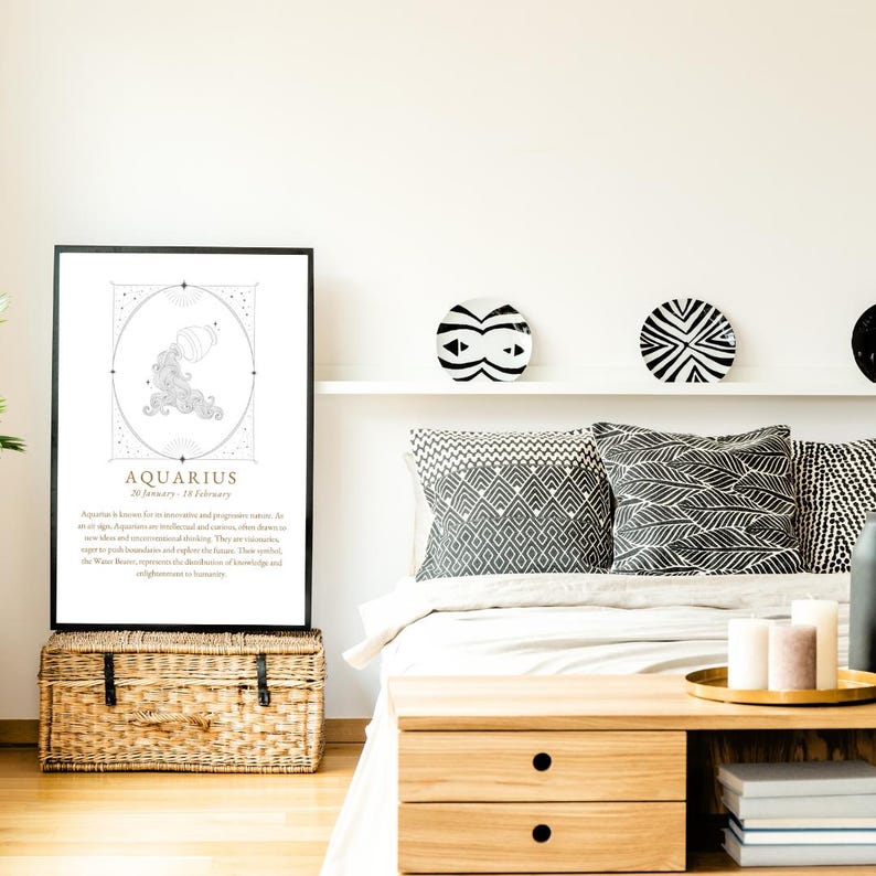 Aquarius Zodiac Sign Frame, Aquarius Art Work - Etsy