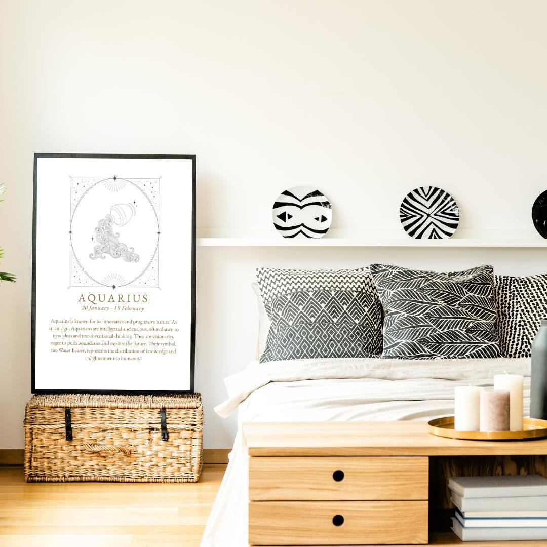 Aquarius Zodiac Sign Frame, Aquarius Art Work - Etsy