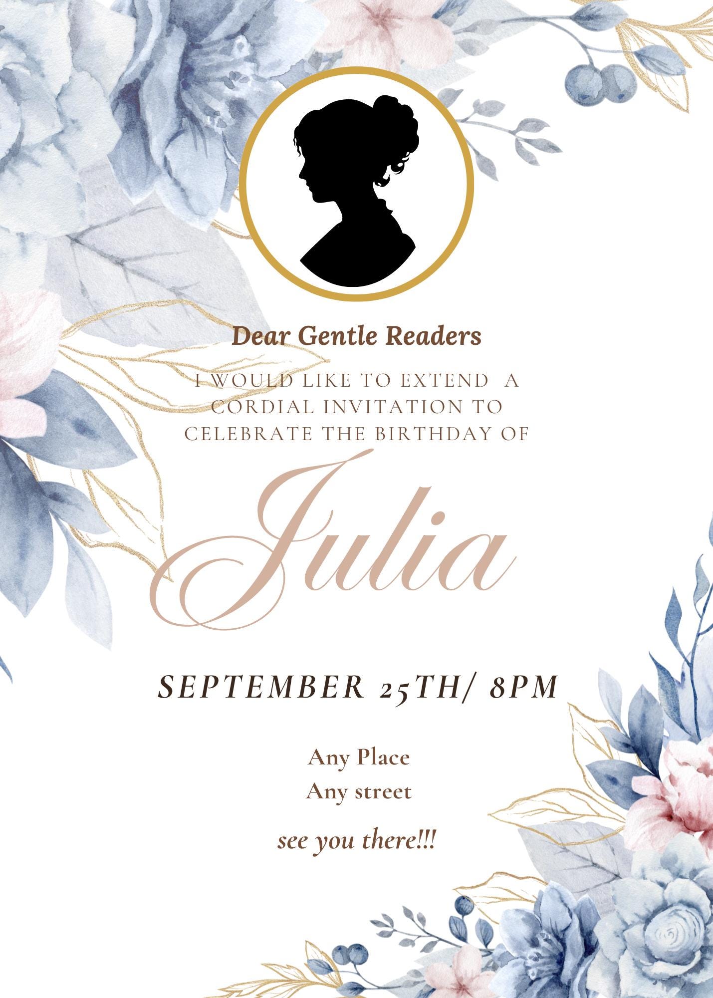 Bridgerton Birthday Invitation Card - Etsy