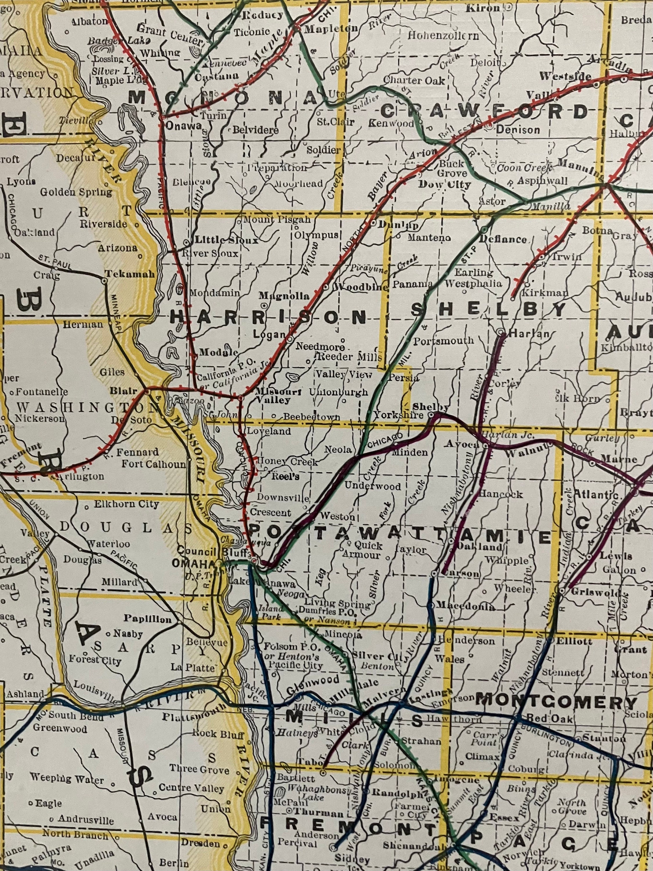 1897 Iowa Railroad Map. From an Atlas. VERY GOOD CONDITION in Plastic ...