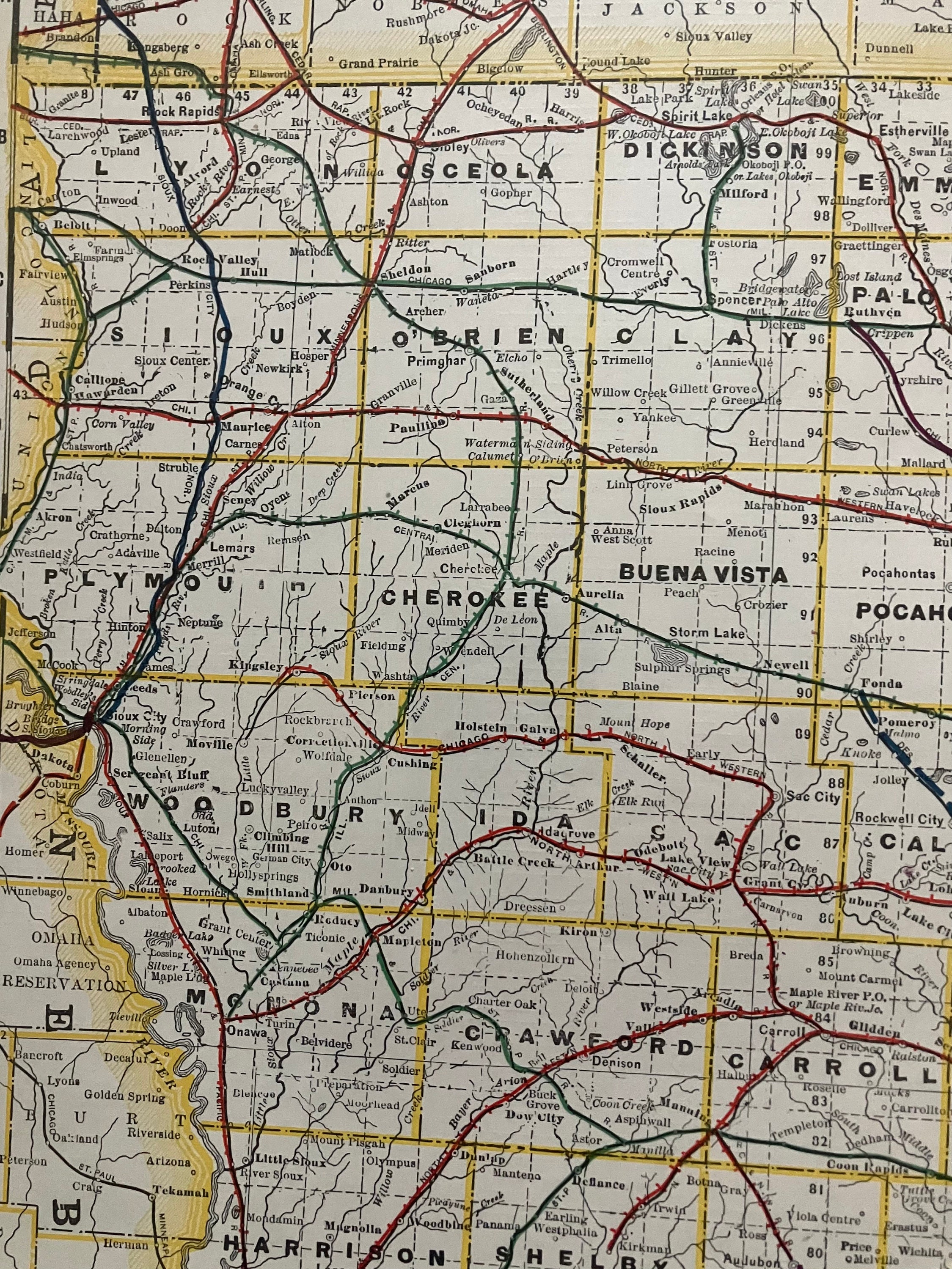 1897 Iowa Railroad Map. From an Atlas. VERY GOOD CONDITION in Plastic ...