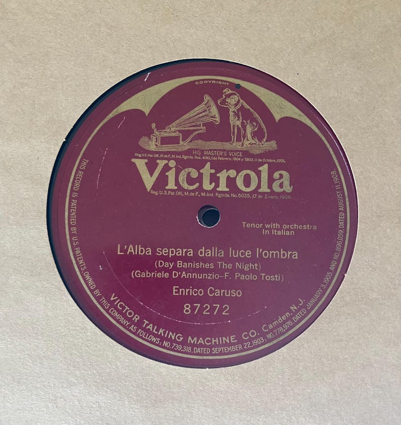 Enrico Caruso - L'alba Separa Dalla Luce L'ombra (victor, 1917 ...