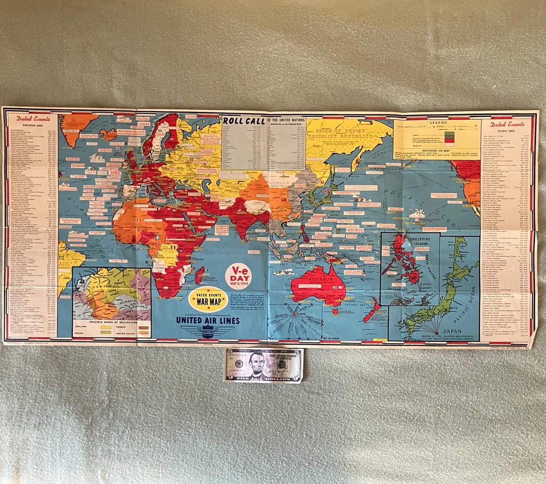 July 1945 WWII Status Map--after VE Day--before VJ Day - Etsy