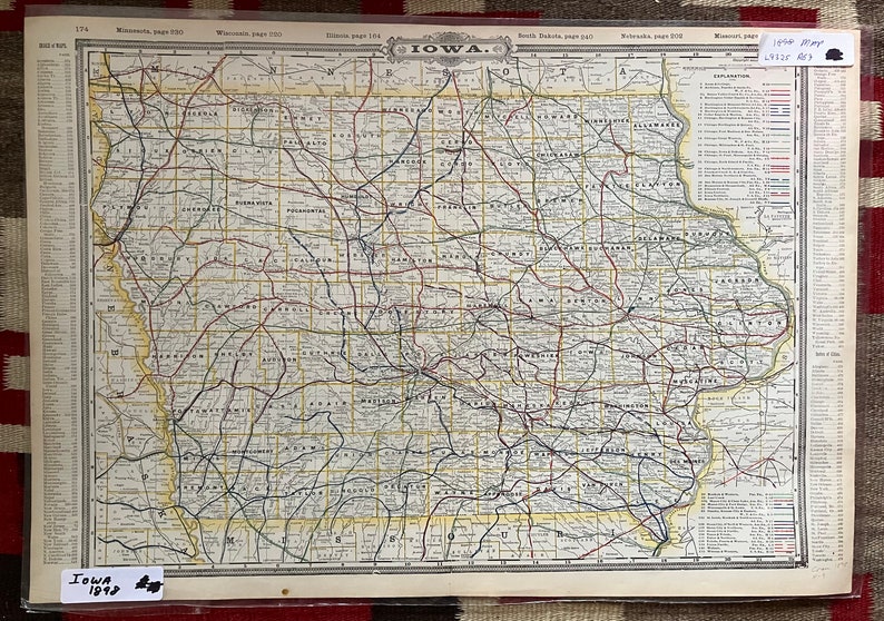 1897 Iowa Railroad Map. From an Atlas. VERY GOOD CONDITION in - Etsy