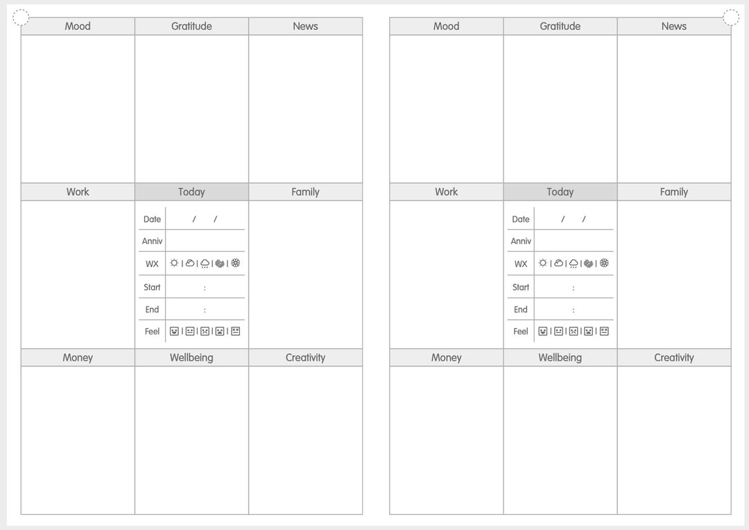Morning Diary Template (九宫格日记) Printable in A4 and Letter Size, in ...