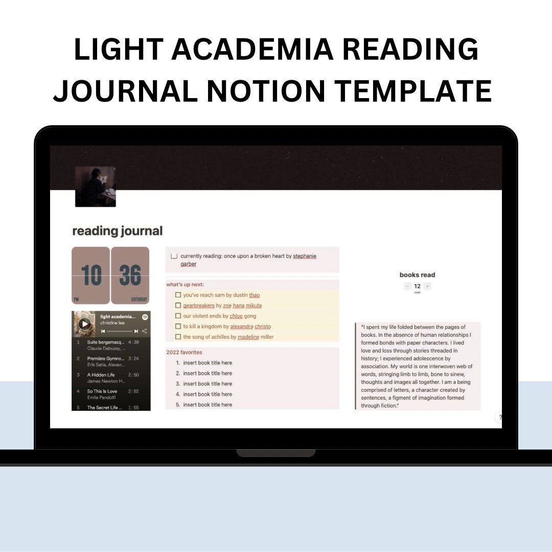 Light Academia Notion Template | Light Academia Notion | Notion ...
